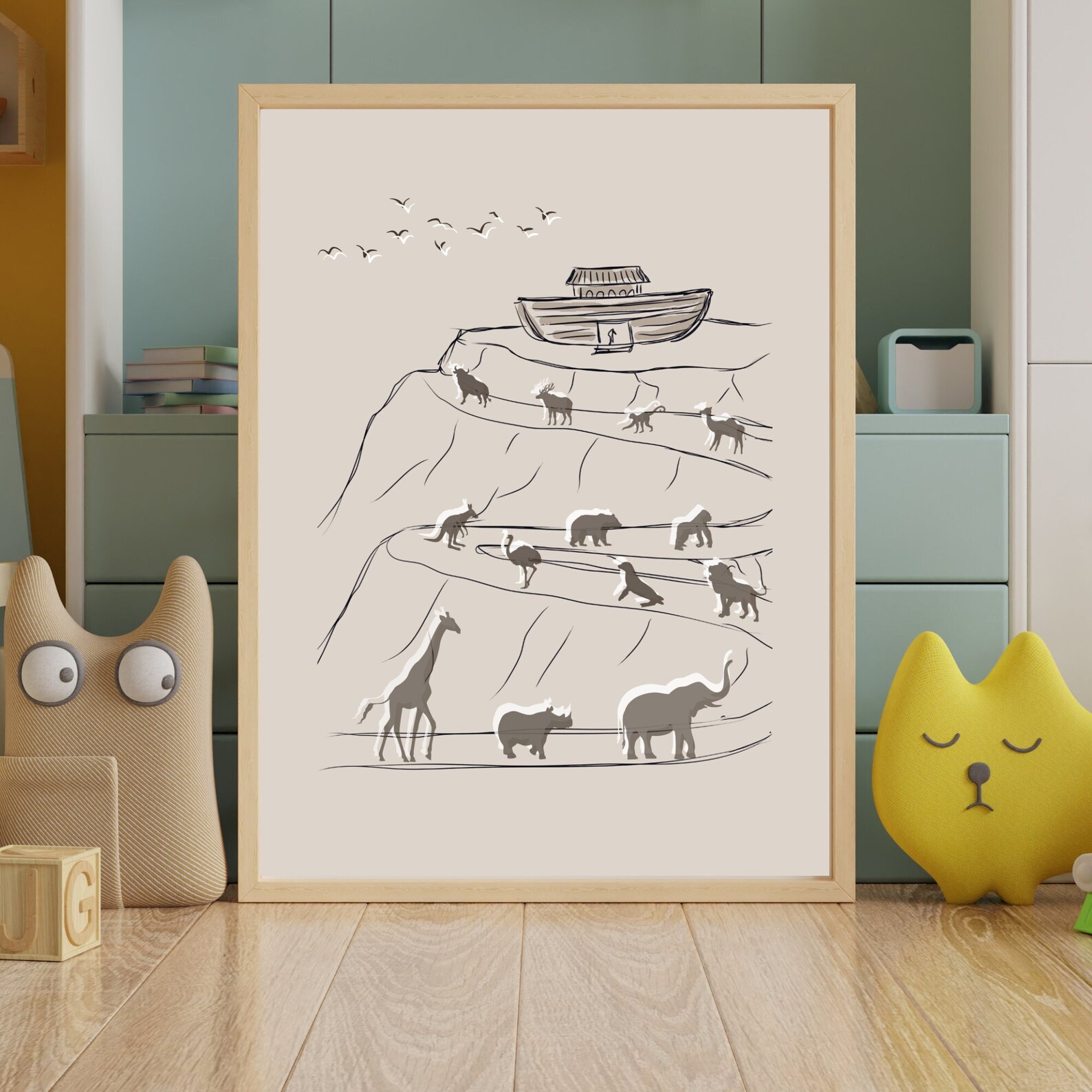 Noahs Ark Two of Every Animal Digital Print Bible Sketches Jesus Art ...