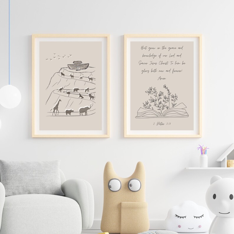 Noahs Ark Two of Every Animal Digital Print Bible Sketches Jesus Art ...