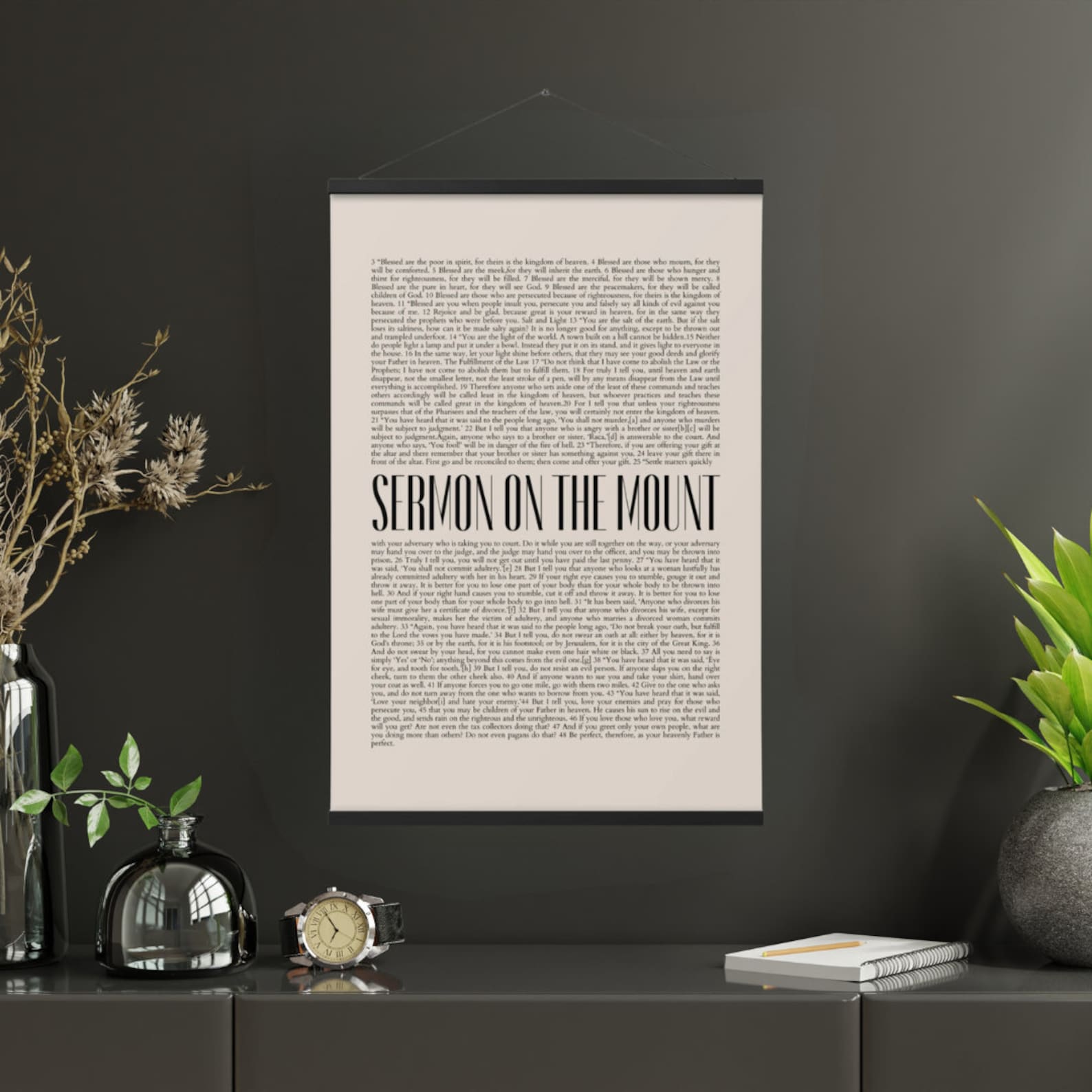 Sermon on the Mount Poster Wood Hangers Jesus Wall Art Bible Wall Art ...