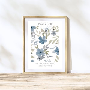 Psalm 23 Floral Pattern Printable Modern Scripture Decor Bible Verse ...