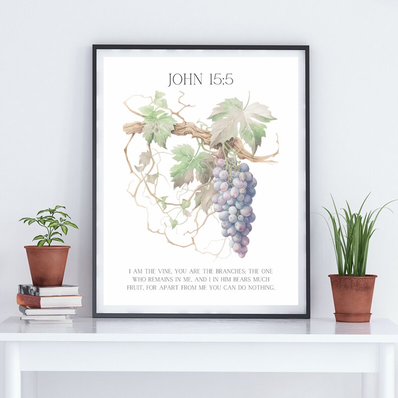 John 15:5 I Am the Vine Printable Modern Scripture Decor Bible Verse ...