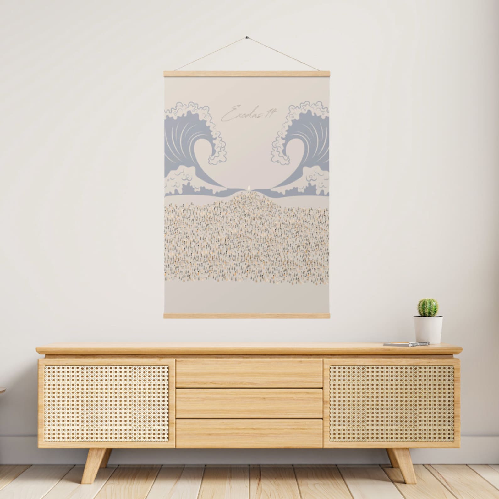 Moses Parting the Red Sea Poster With Wood Hangers Exodus Decor ...