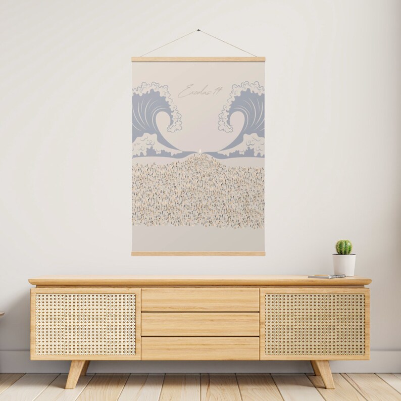 Moses Parting the Red Sea Poster With Wood Hangers Exodus Decor ...