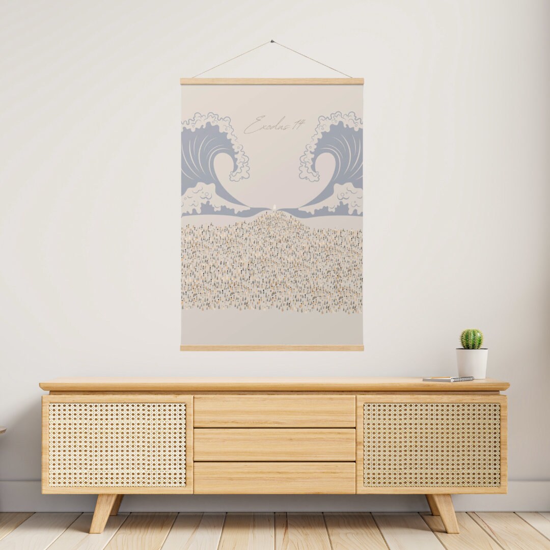 Moses Parting the Red Sea Poster With Wood Hangers Exodus Decor ...