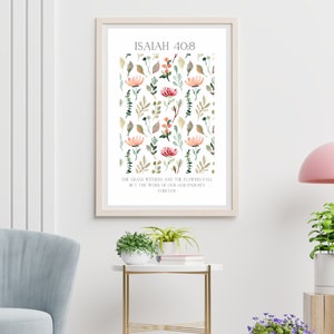 Isaiah 40 Floral Pattern Printable Modern Scripture Decor Bible Verse ...