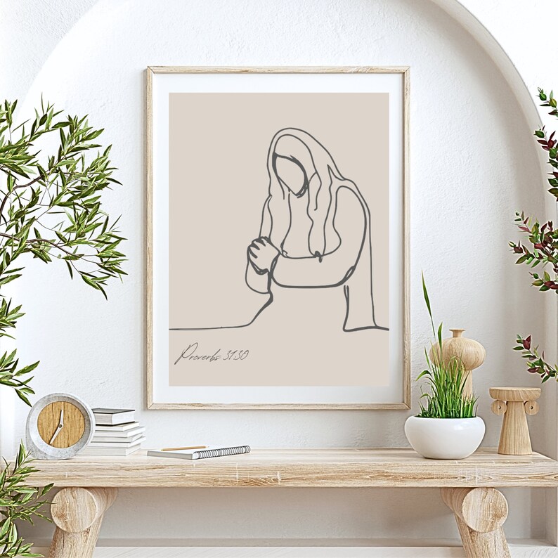 Proverbs 31 Woman Praying Bible Sketch Bible Story Line Art Digital ...