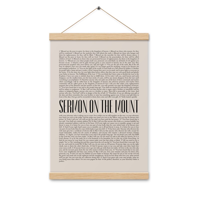 Sermon on the Mount Poster Wood Hangers Jesus Wall Art Bible Wall Art ...