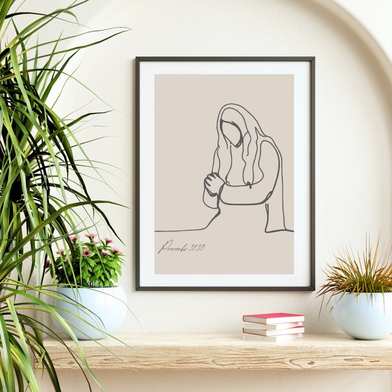 Proverbs 31 Woman Praying Bible Sketch Bible Story Line Art Digital ...