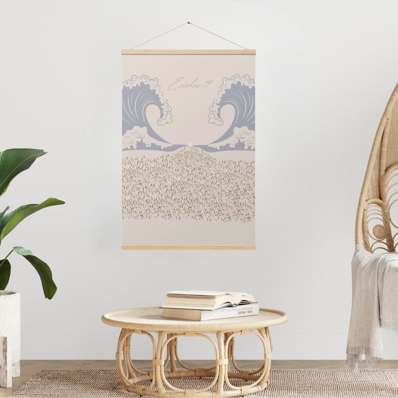 Moses Parting the Red Sea Poster With Wood Hangers Exodus Decor ...
