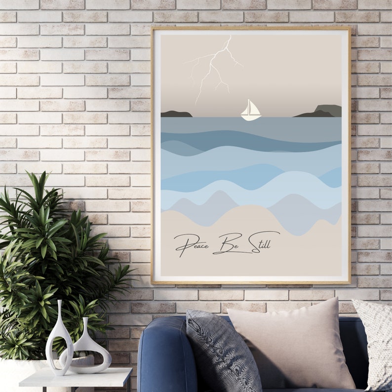 Peace Be Still Jesus Calms the Storm DIGITAL PRINT Jesus Bible Art Be ...
