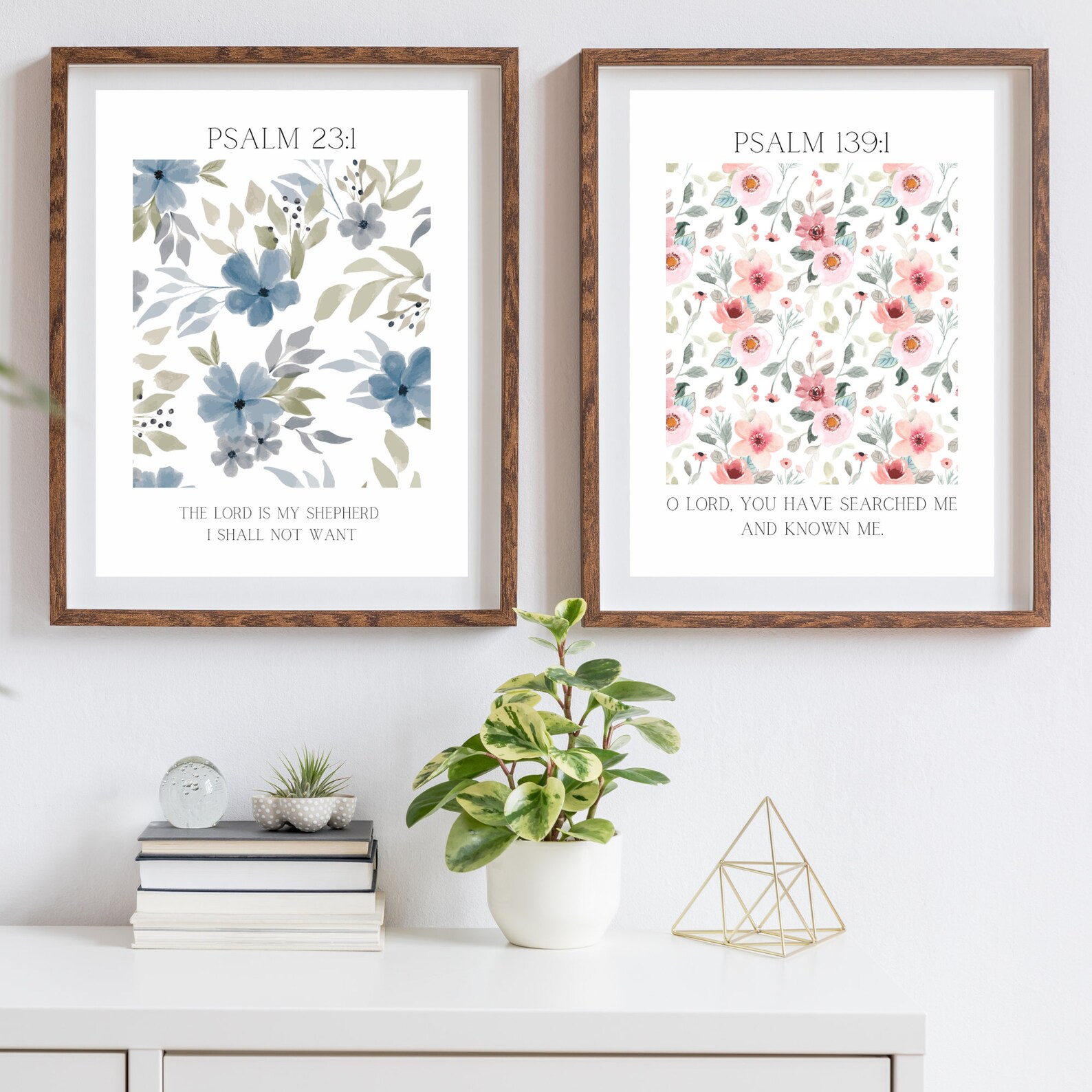 Psalm 23 Floral Pattern Printable Modern Scripture Decor Bible Verse ...