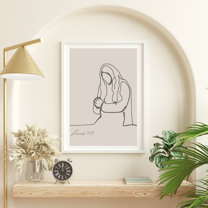 Proverbs 31 Woman Praying Bible Sketch Bible Story Line Art Digital ...