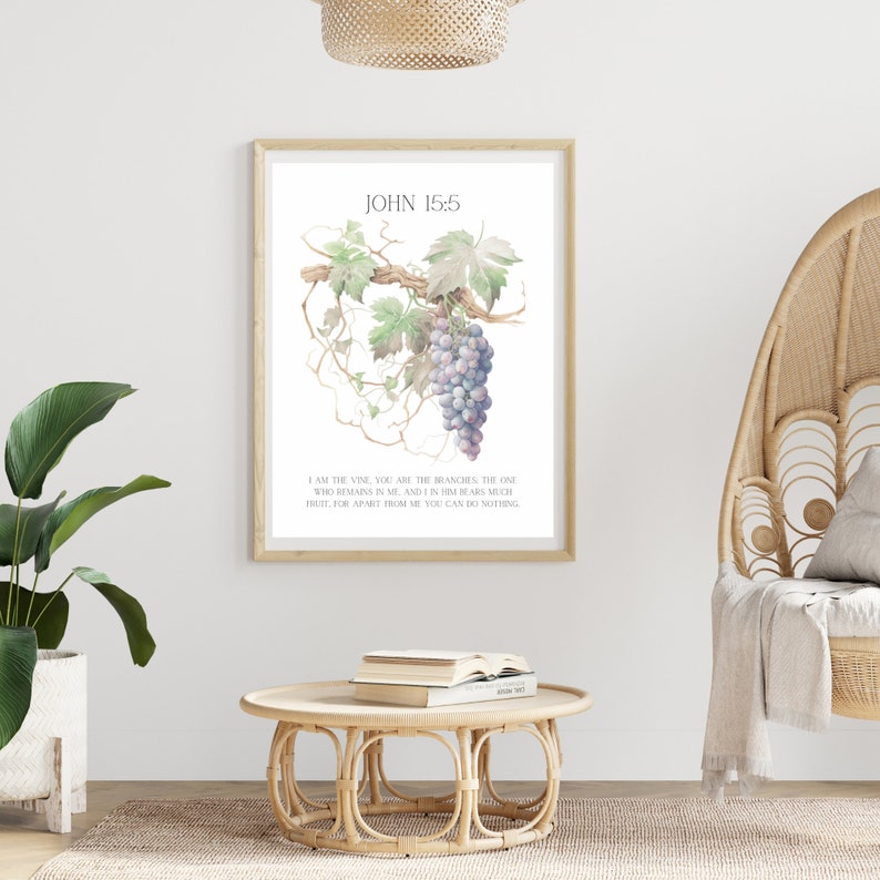 John 15:5 I Am the Vine Printable Modern Scripture Decor Bible Verse ...