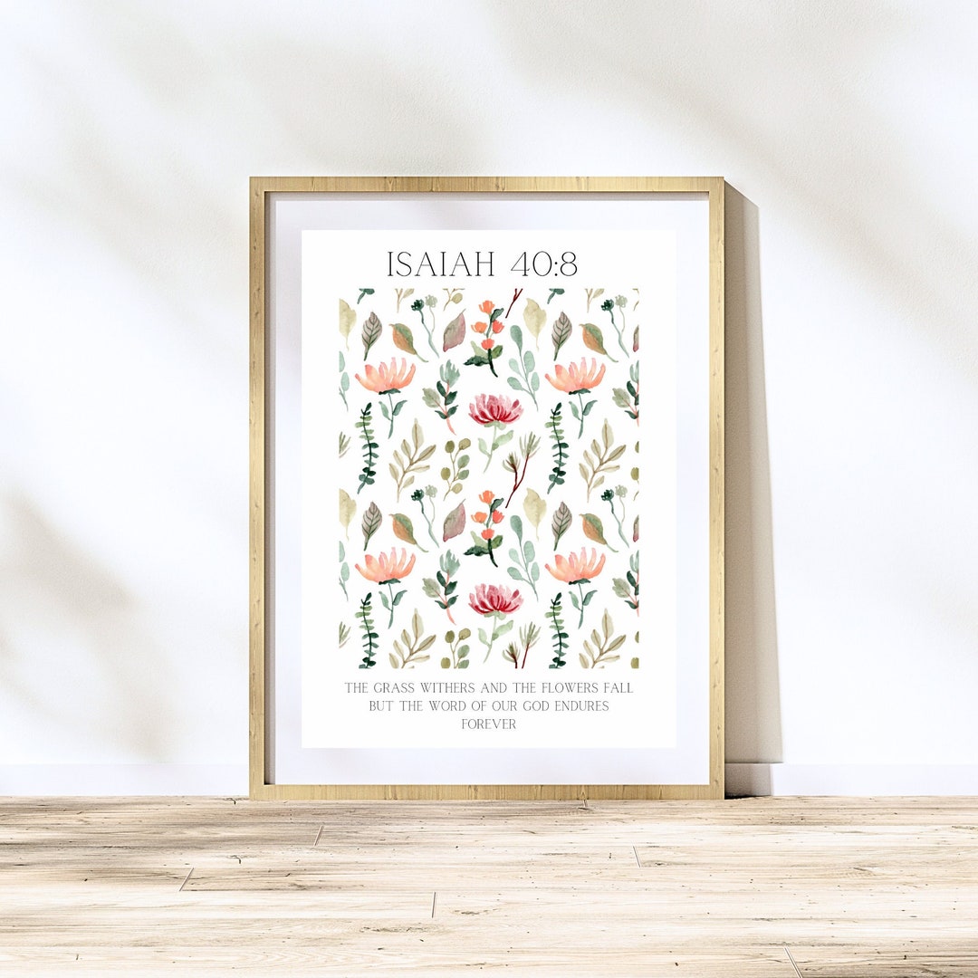 Isaiah 40 Floral Pattern Printable Modern Scripture Decor Bible Verse ...