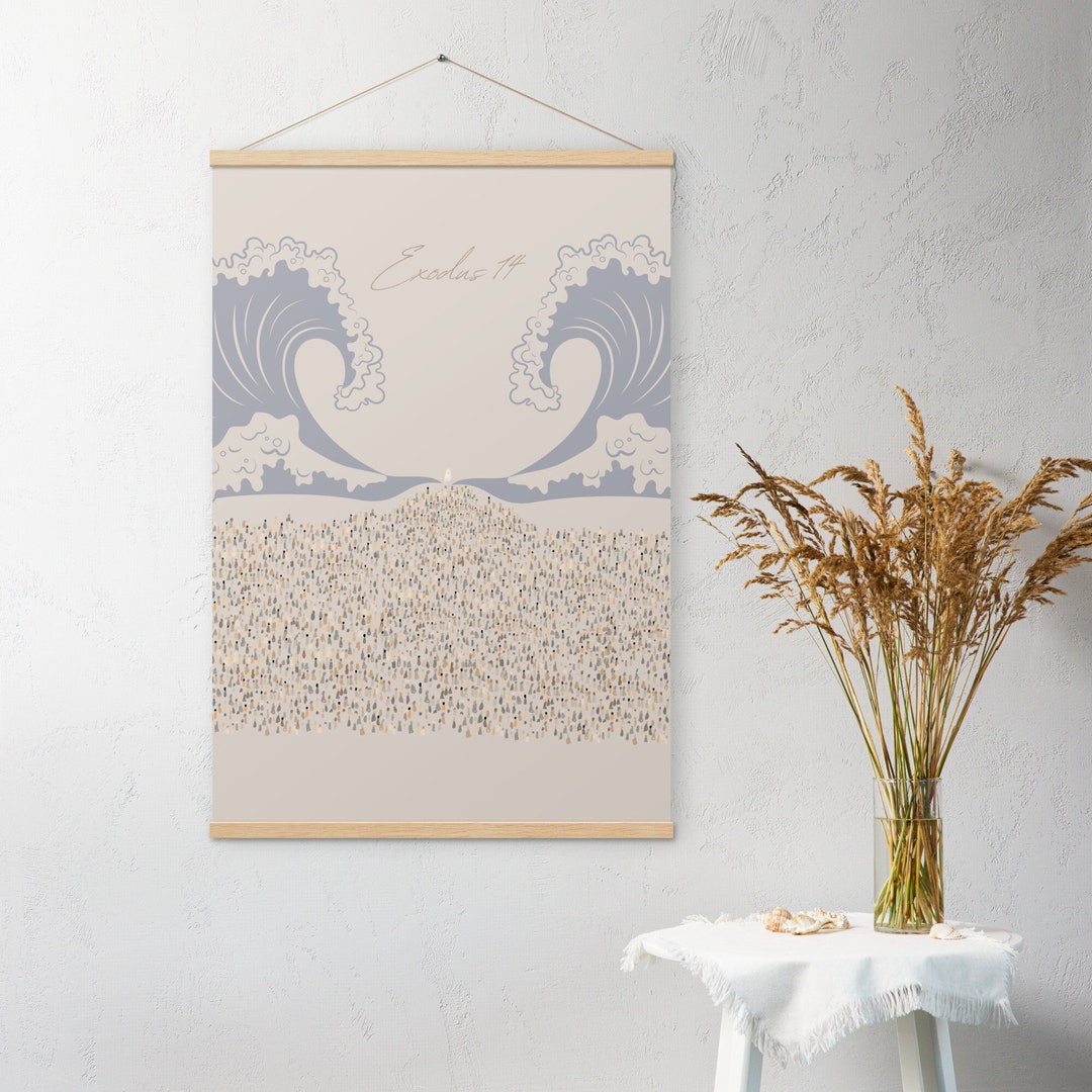 Moses Parting the Red Sea Poster With Wood Hangers Exodus Decor ...
