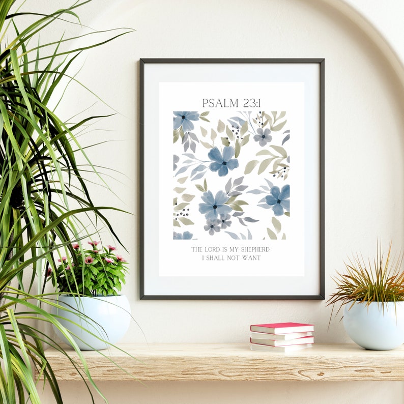 Psalm 23 Floral Pattern Printable Modern Scripture Decor Bible - Etsy