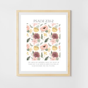 Psalm 23 Floral Pattern Printable Modern Scripture Decor Bible Verse ...
