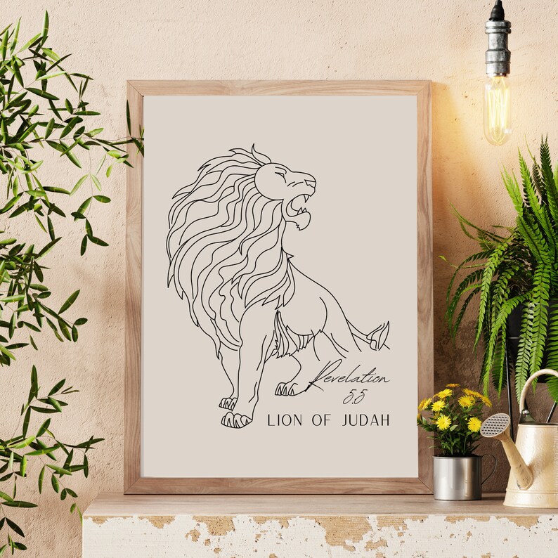 Lion of Judah Christian Digital Wall Art Vertical Animal Nursery Print ...