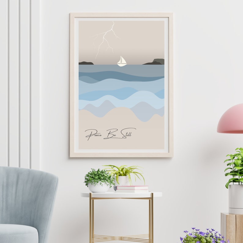 Peace Be Still Jesus Calms the Storm DIGITAL PRINT Jesus Bible Art Be ...