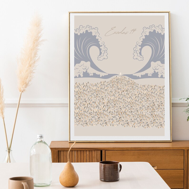 Moses Parting the Red Sea Digital Print Exodus Old Testament Sketches ...