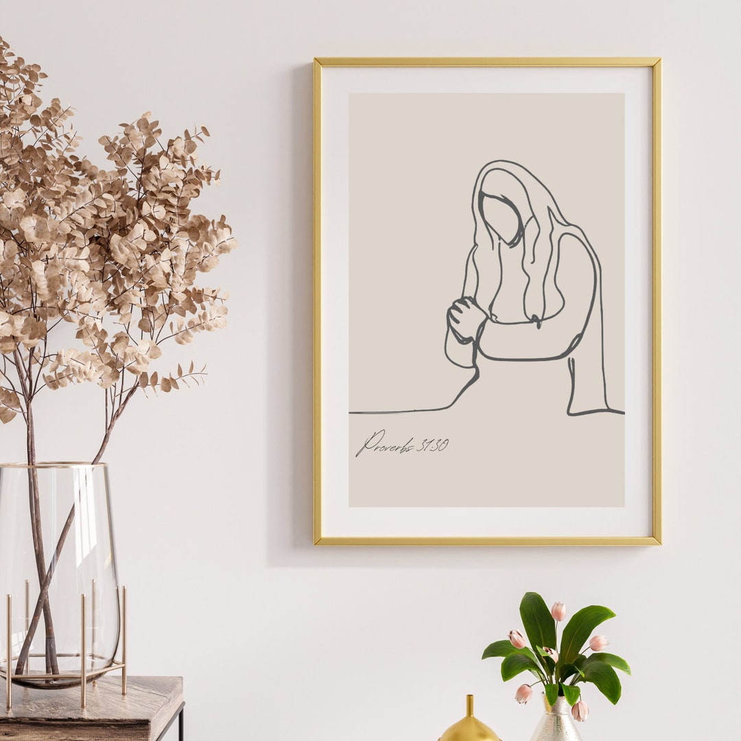 Proverbs 31 Woman Praying Bible Sketch Bible Story Line Art Digital ...