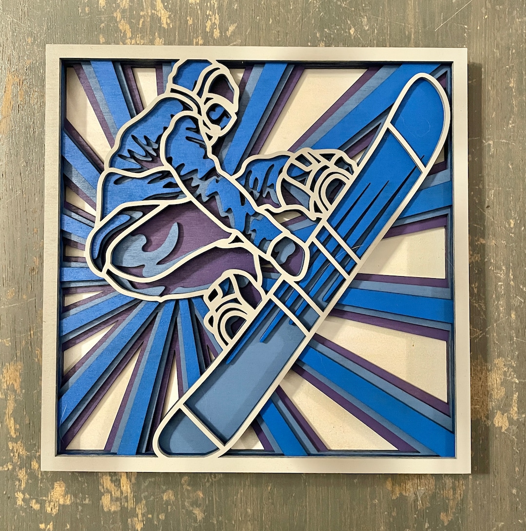 Snowboard Powder Day Multilayer Laser-cut Wood Wall Panel - Etsy