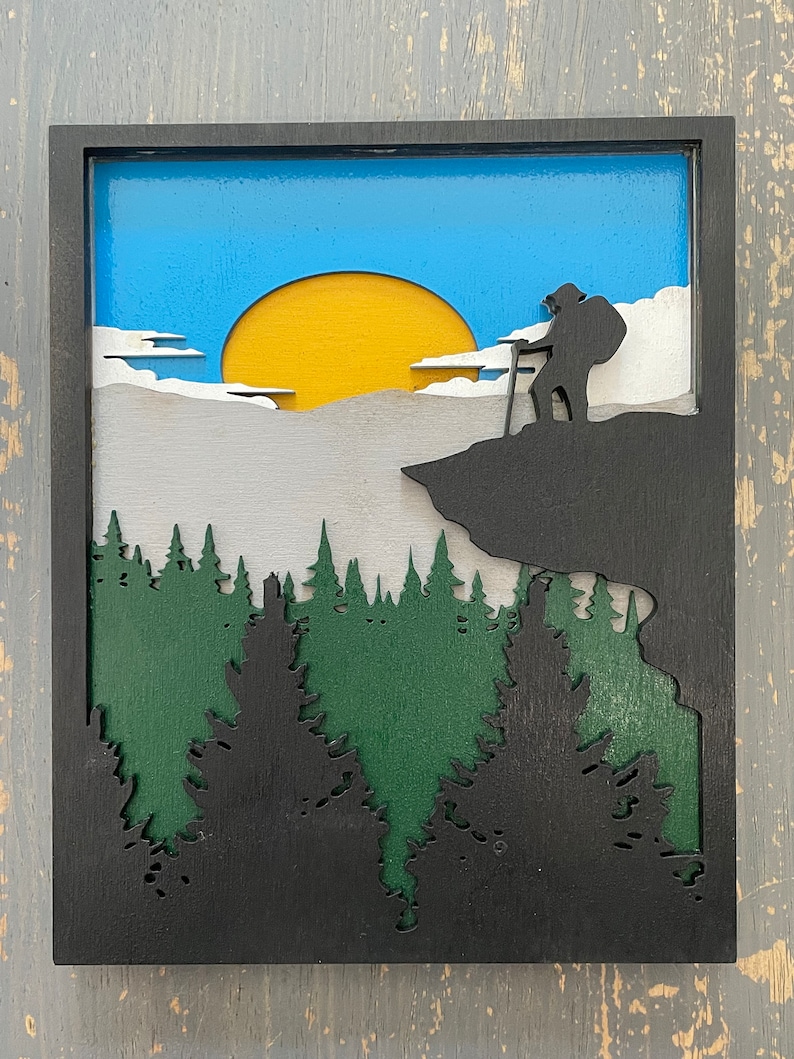Hiker's Summit 3-D Wall Art Panel - Etsy