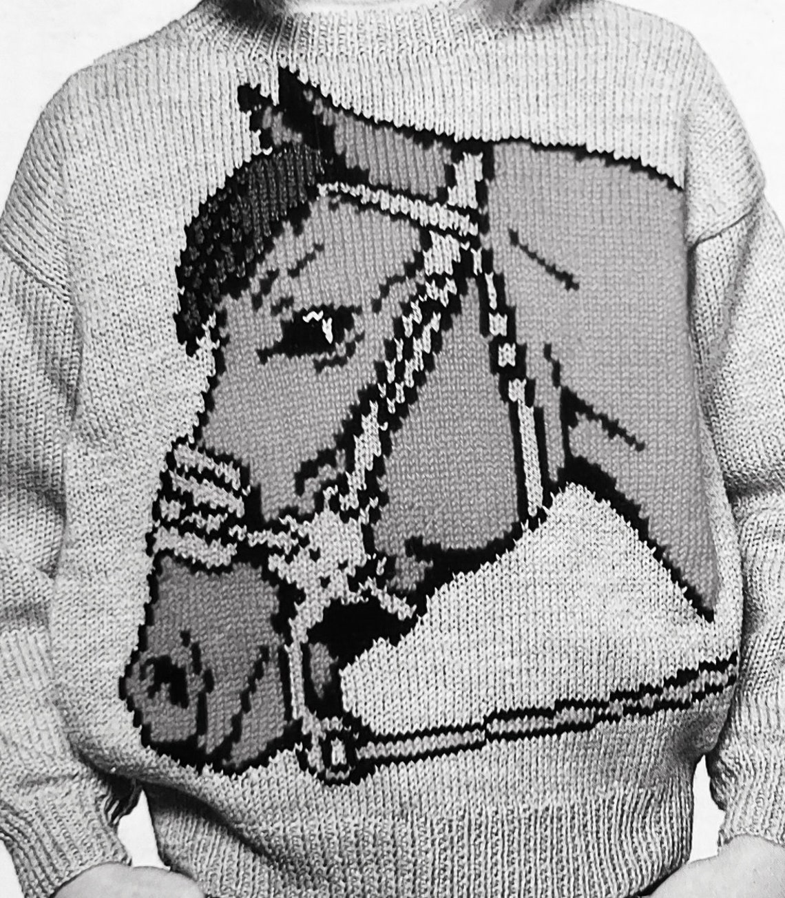 1 Original Vintage Sweater Knitting Pattern, Vintage Knitted Horse With ...