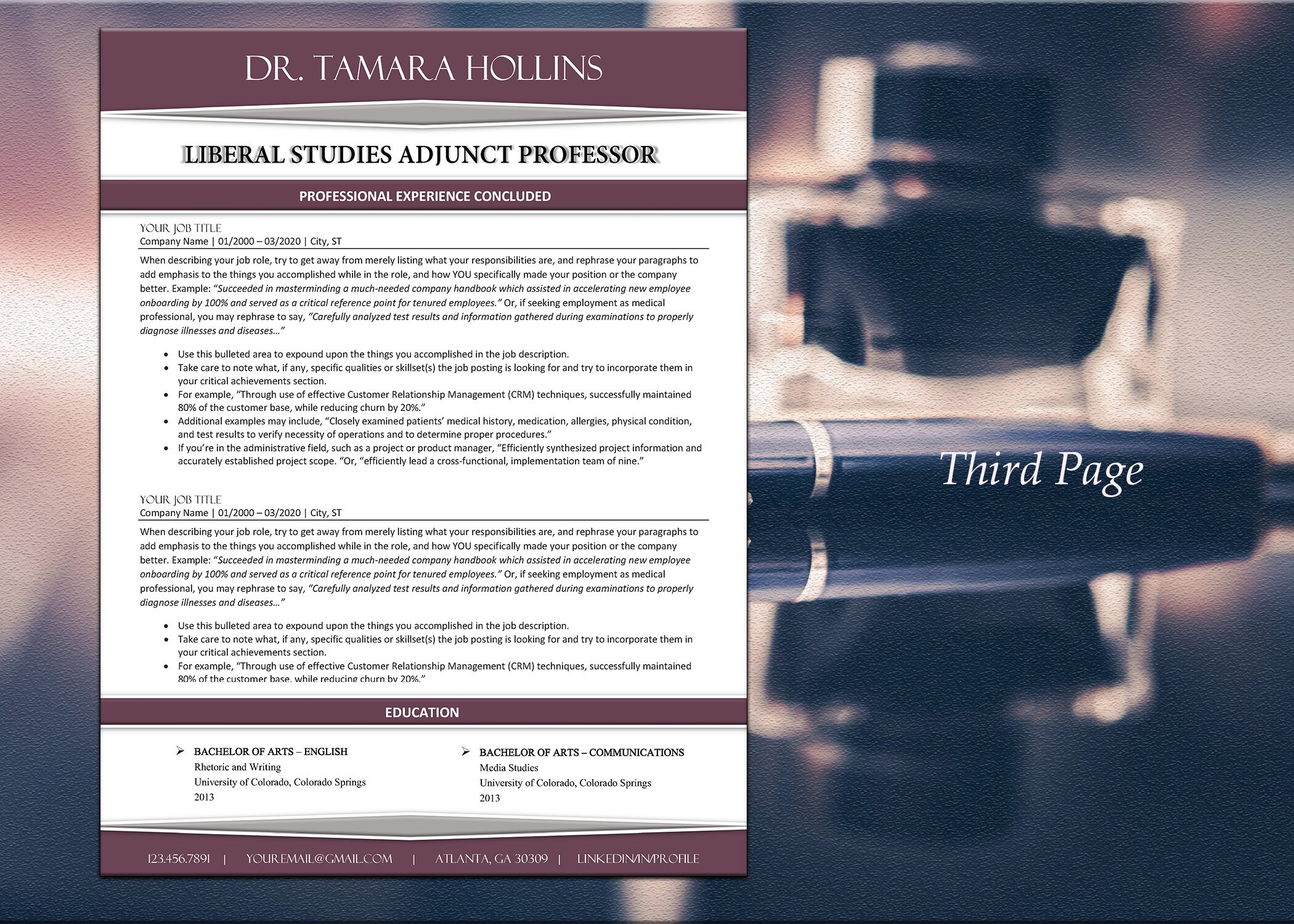 WTC Career Edition Resume Template Microsoft Word 2 & 3 Pages Cover ...