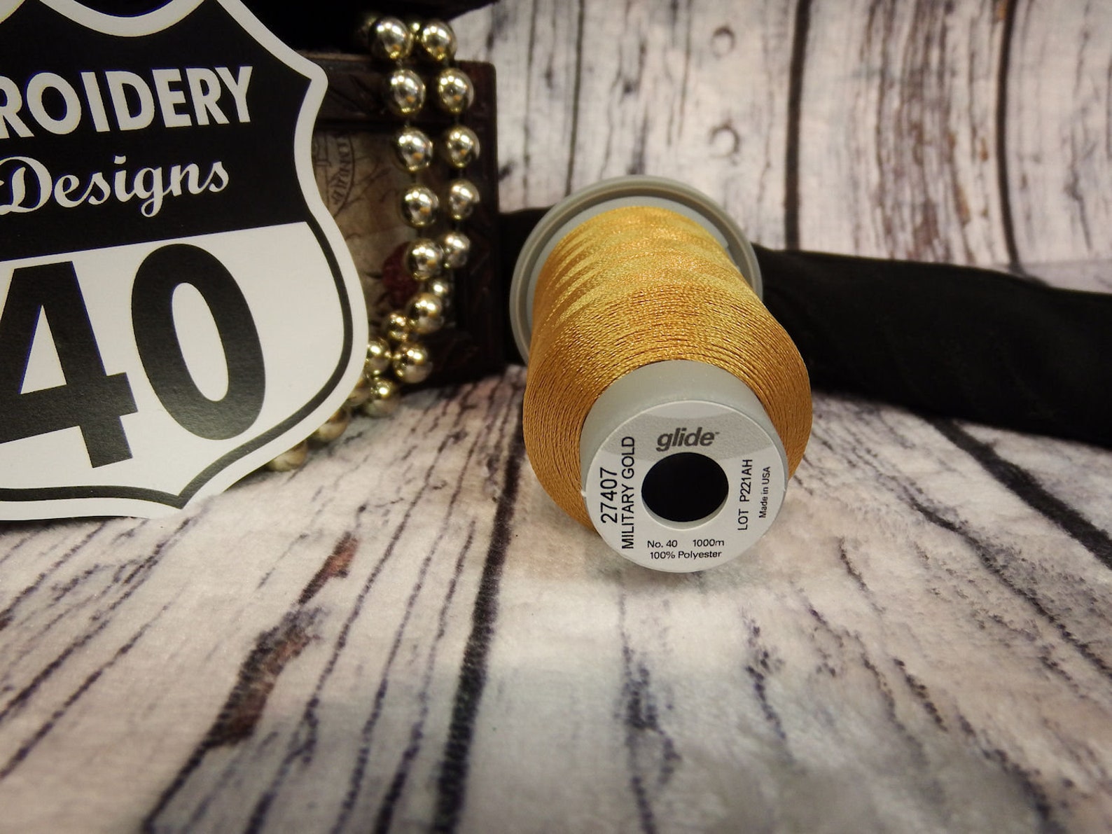 GOLD EMBROIDERY Military Gold Thread Glide Polyester 5500 Yards, 40 Wt ...