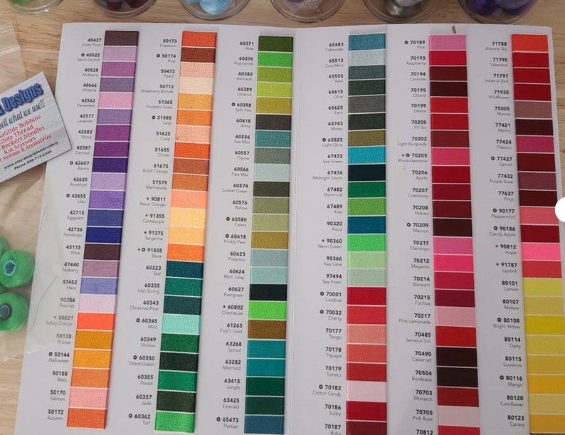Glide 2024 Thread Color Chart. Includes Glisten, Affinity, Luminary ...