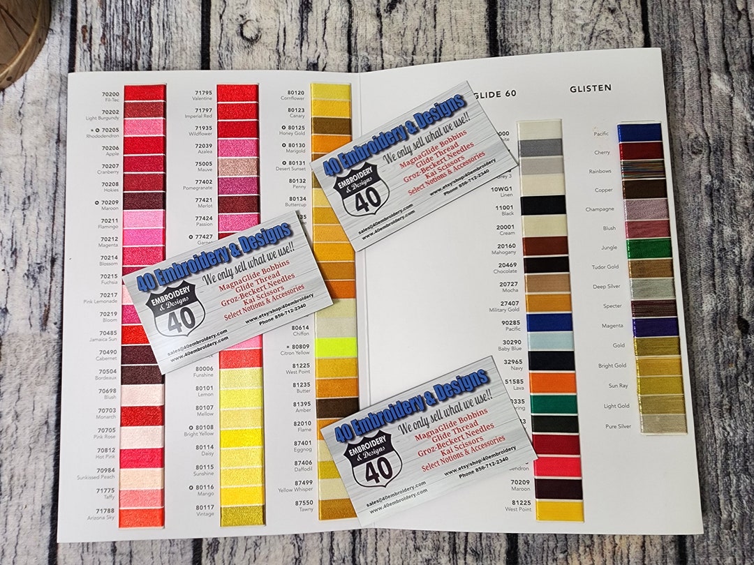 Glide 2024 Thread Color Chart. Includes Glisten, Affinity, Luminary ...