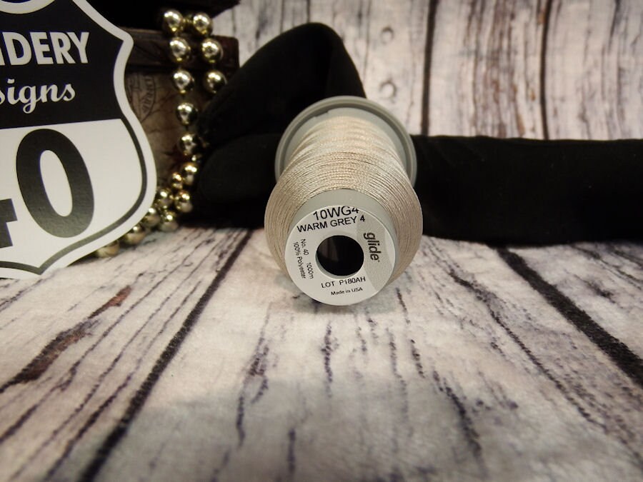 GRAY EMBROIDERY. Warm Grey Thread Glide Polyester 5500 Yards, 40 Wt ...