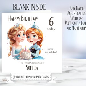 Frozen Anna Elsa Personalised Birthday Card Great Granddaughter Niece ...