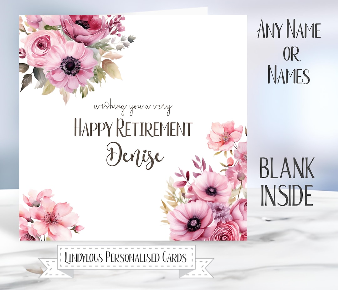 Personalised Semi-retirement Card: Pink Flowers,retirement for ...
