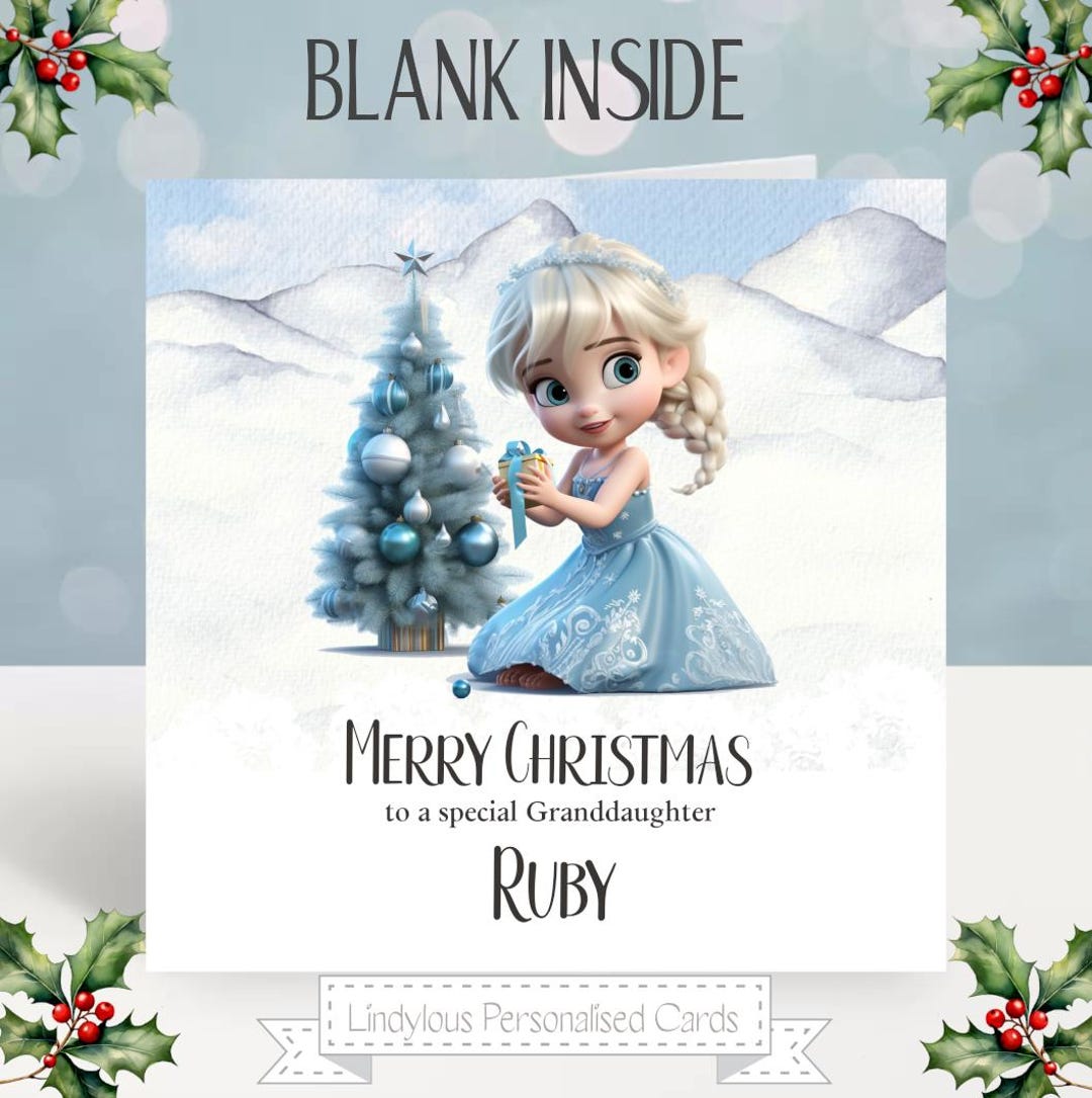 Frozen Elsa Christmas Card Personalised Great Granddaughter Niece ...