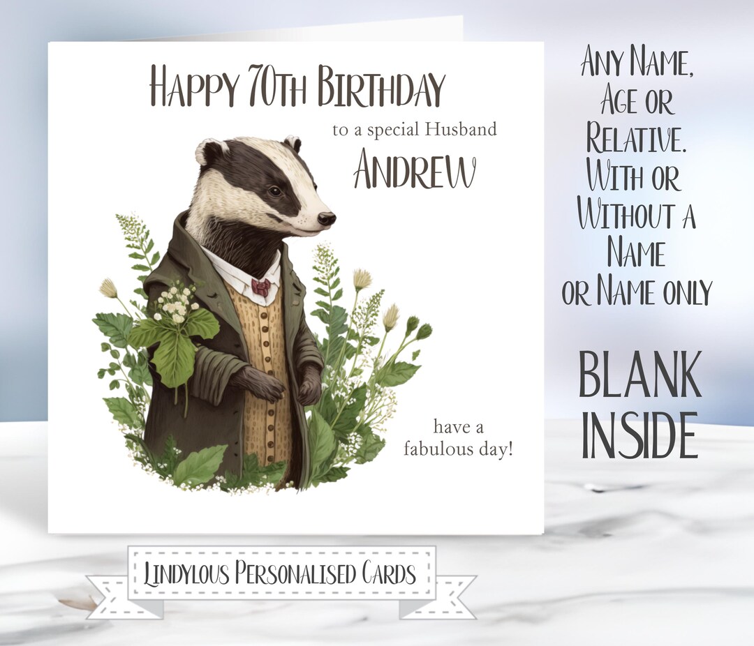 Personalized Badger Birthday Card: Period Costume Animal Theme - Etsy