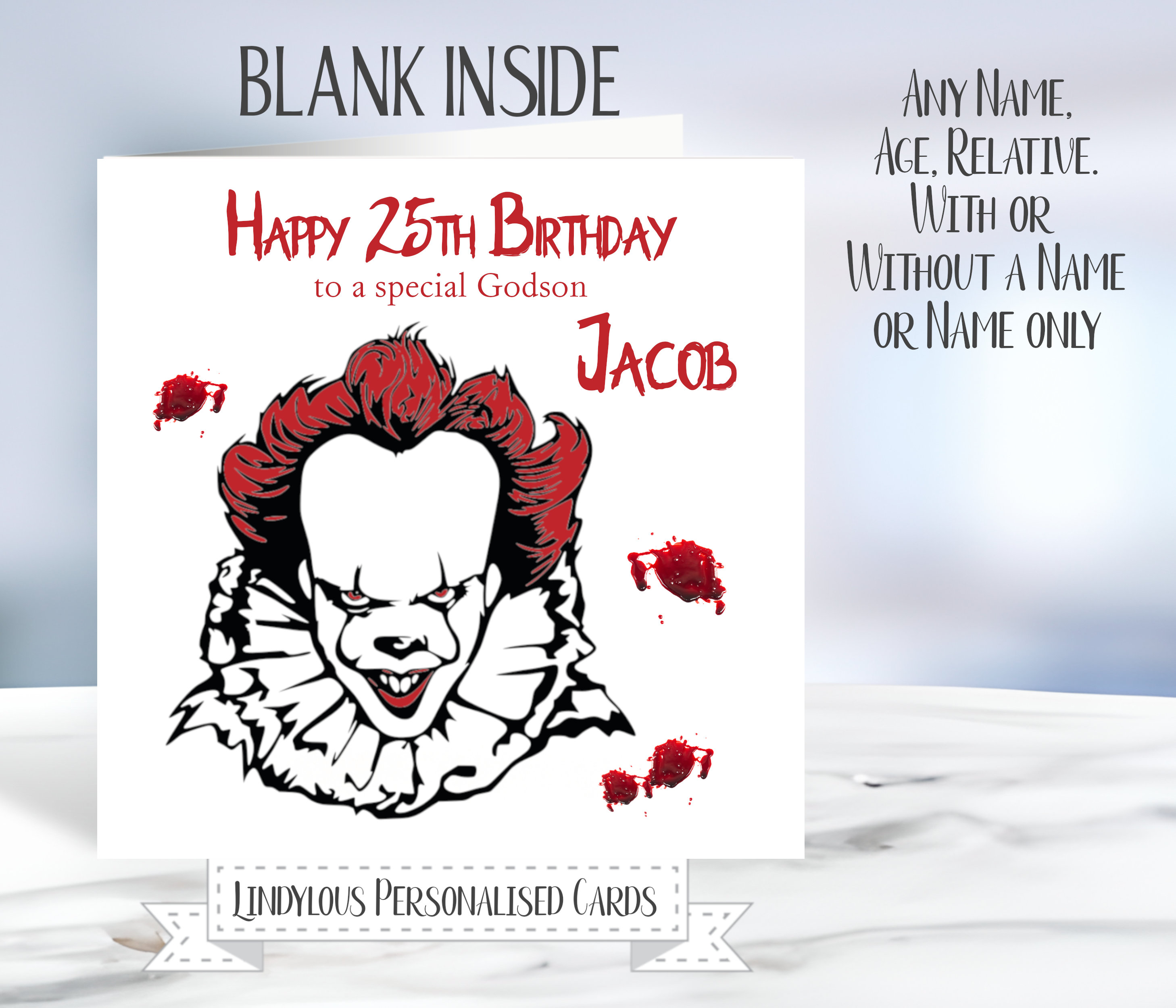 Pennywise Horror Birthday Personalised Card Dad Son Great Grandson ...