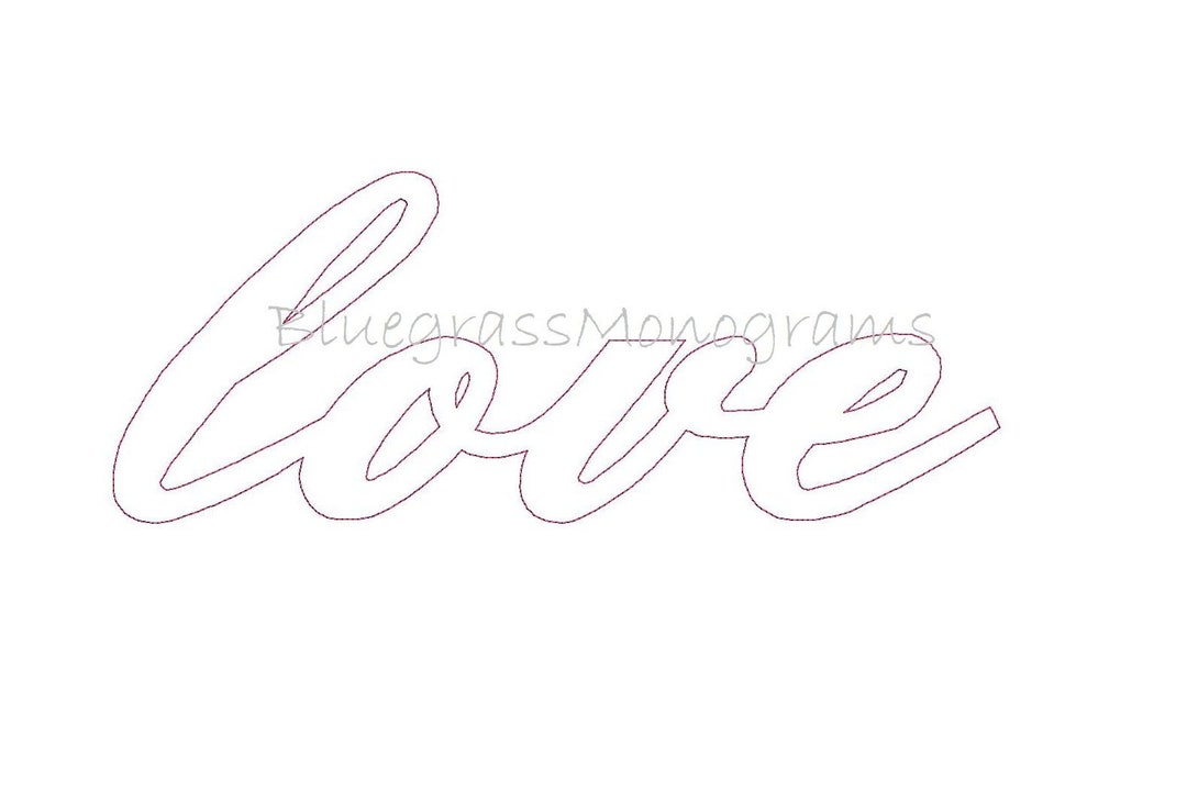 Love Cursive Applique Embroidery Design Valentines Day - Etsy