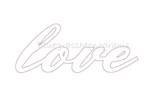 Love Cursive Applique Embroidery Design Valentines Day Etsy
