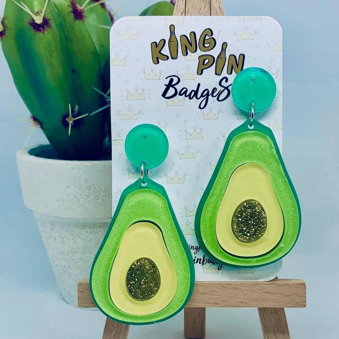 Avocado Earrings // Laser Cut Acrylic Earrings - Fashion Jewellery ...