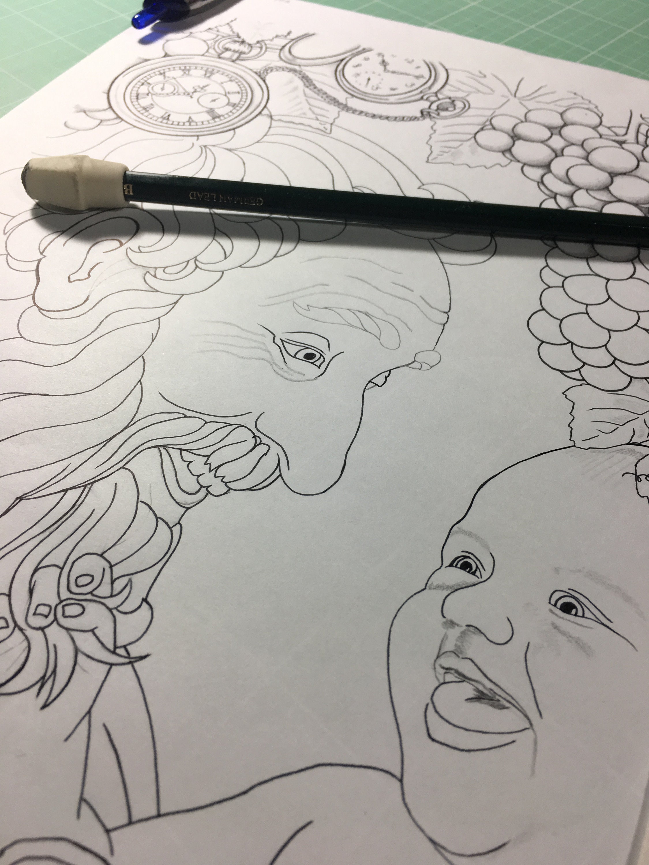 Chronos father Time and the New Year, Premium Advanced Greyscale ...