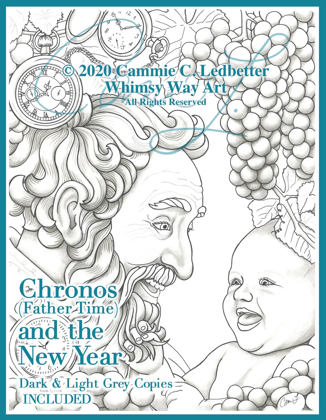 Chronos father Time and the New Year, Premium Advanced Greyscale ...