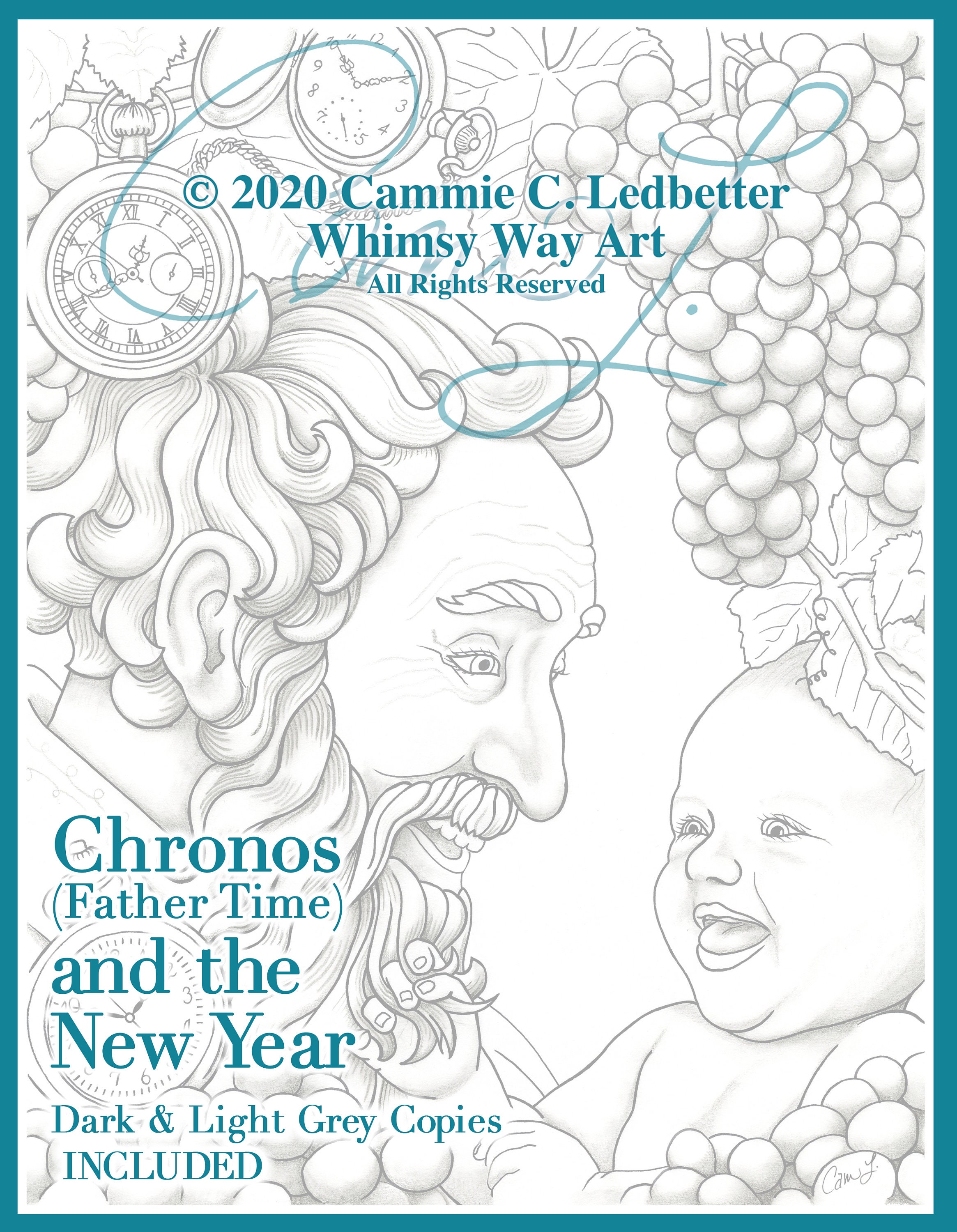 Chronos father Time and the New Year, Premium Advanced Greyscale ...