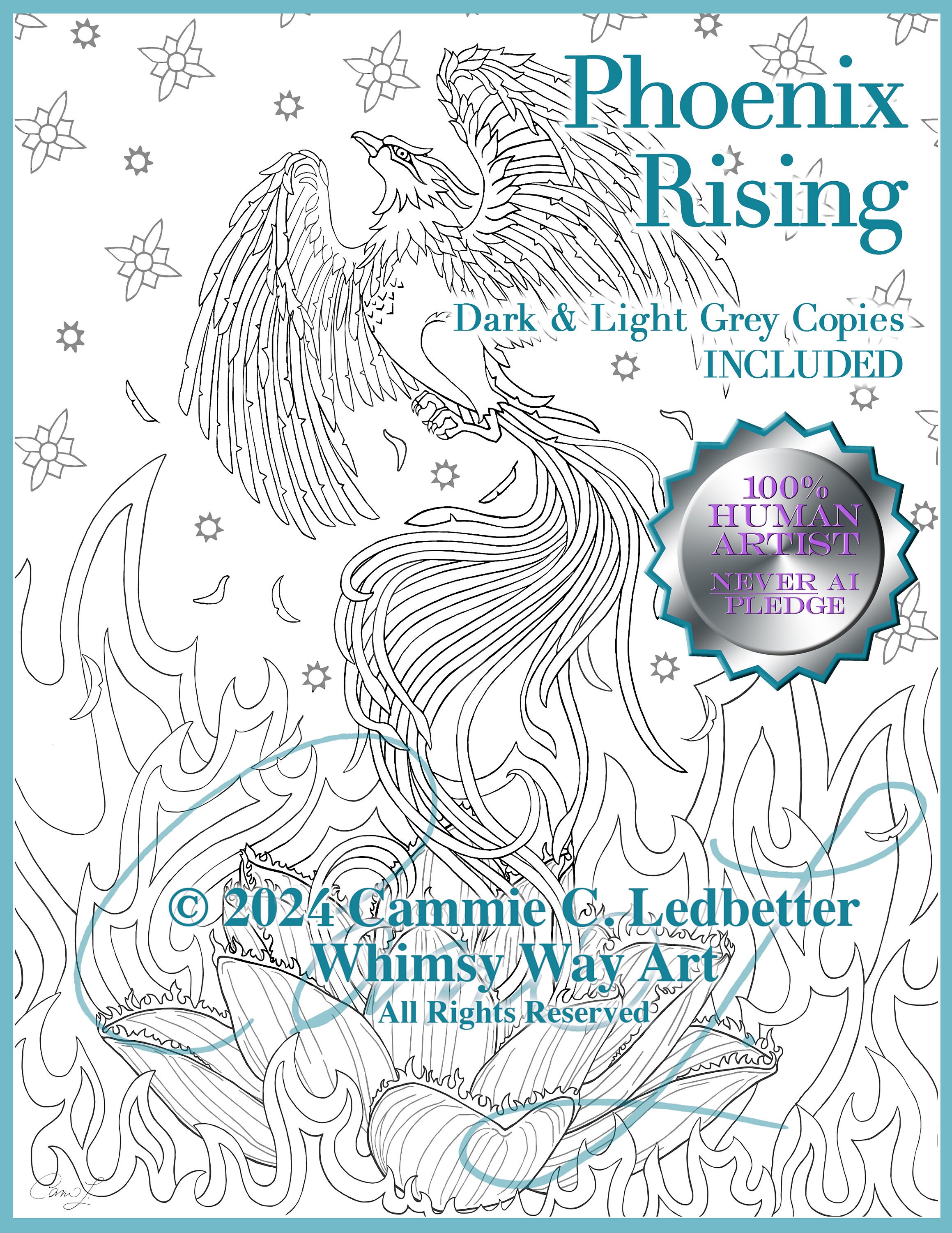 Phoenix Rising, Hand-drawn Advanced Coloring Page - Etsy