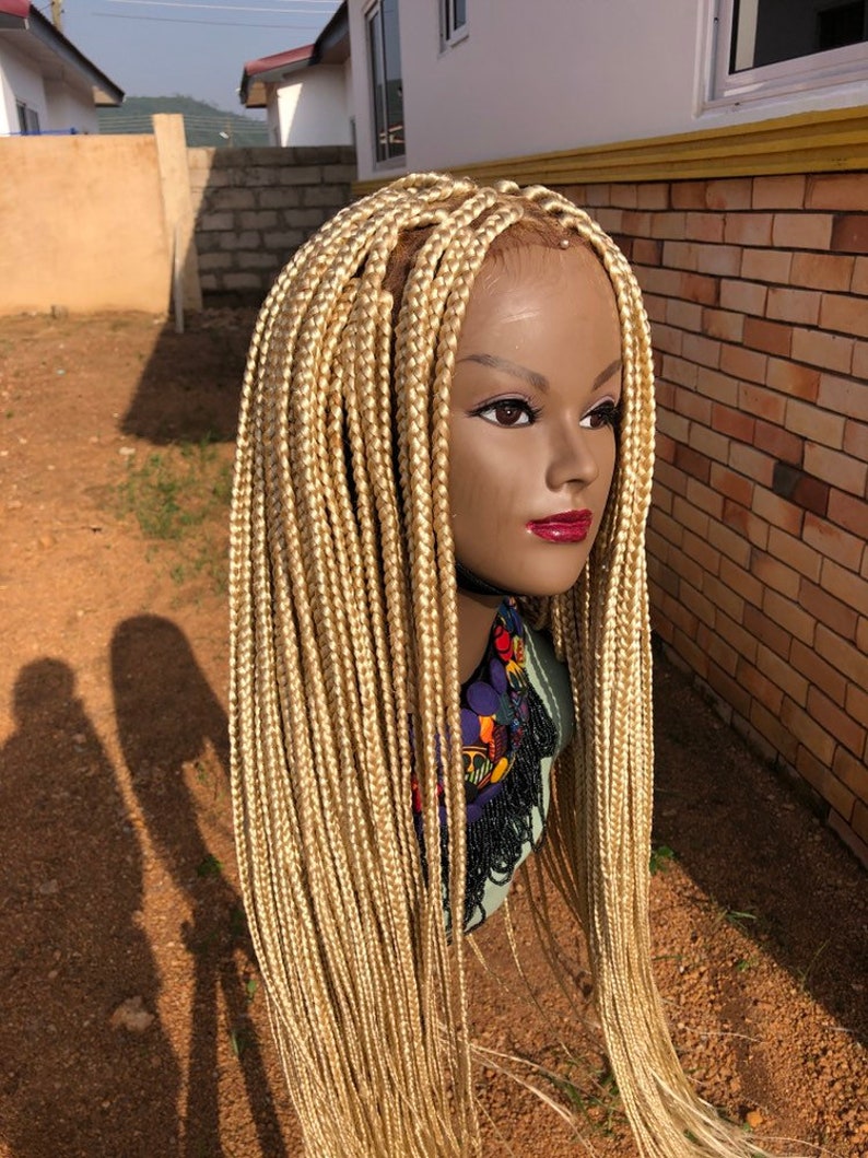 Neat Braided Wig Handmade 613 Lace Frontal Braided Wig Blonde Box ...