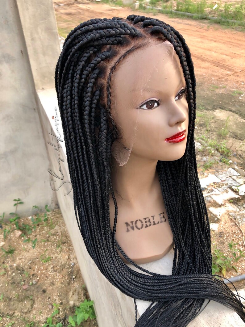 Swiss Lace Box Braided Wig Small Sized Neatly Braided Lace Frontal