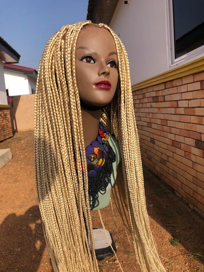 Neat Braided Wig Handmade 613 Lace Frontal Braided Wig Blonde Box