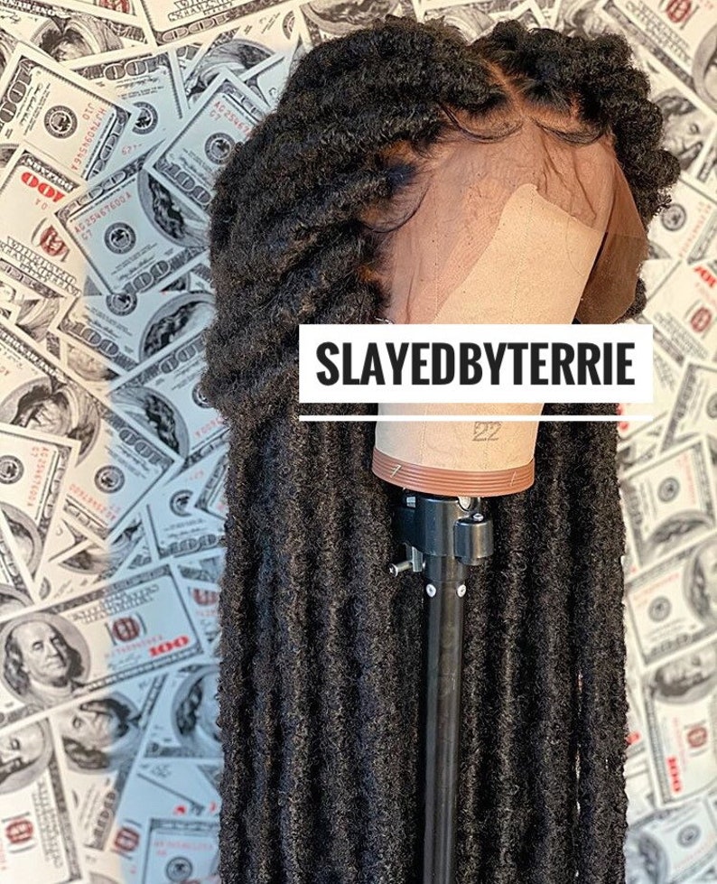 Realistic Jumbo Distressed Faux Locs LACE 13x4 FRONTAL Braided Wig ...