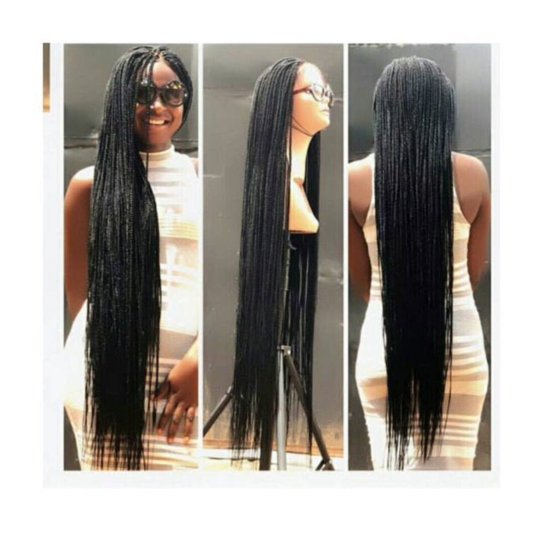 Realistic Hand Made Box Braided Wigs | Neat Small Size Box Braided Lace ...